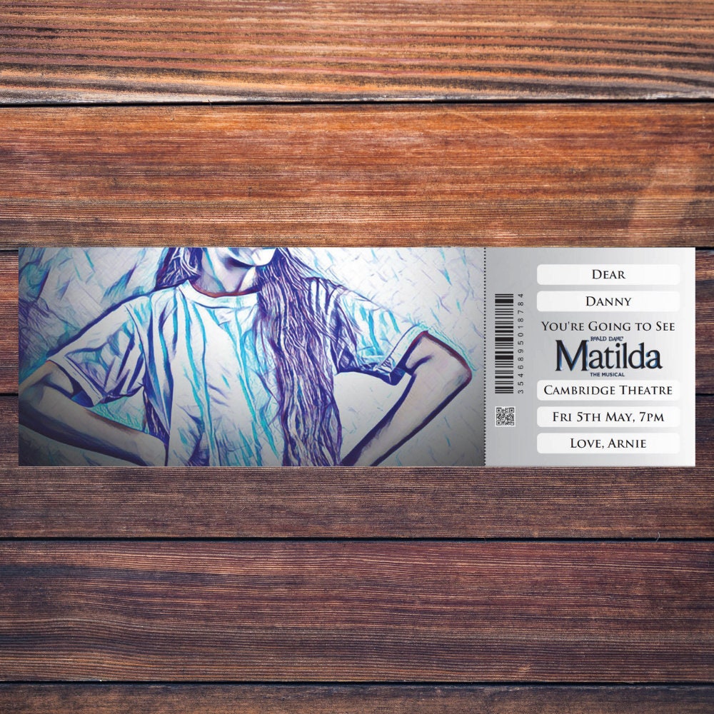 Personalised Printable MATILDA Gift Ticket. Instant Pdf Digital ...