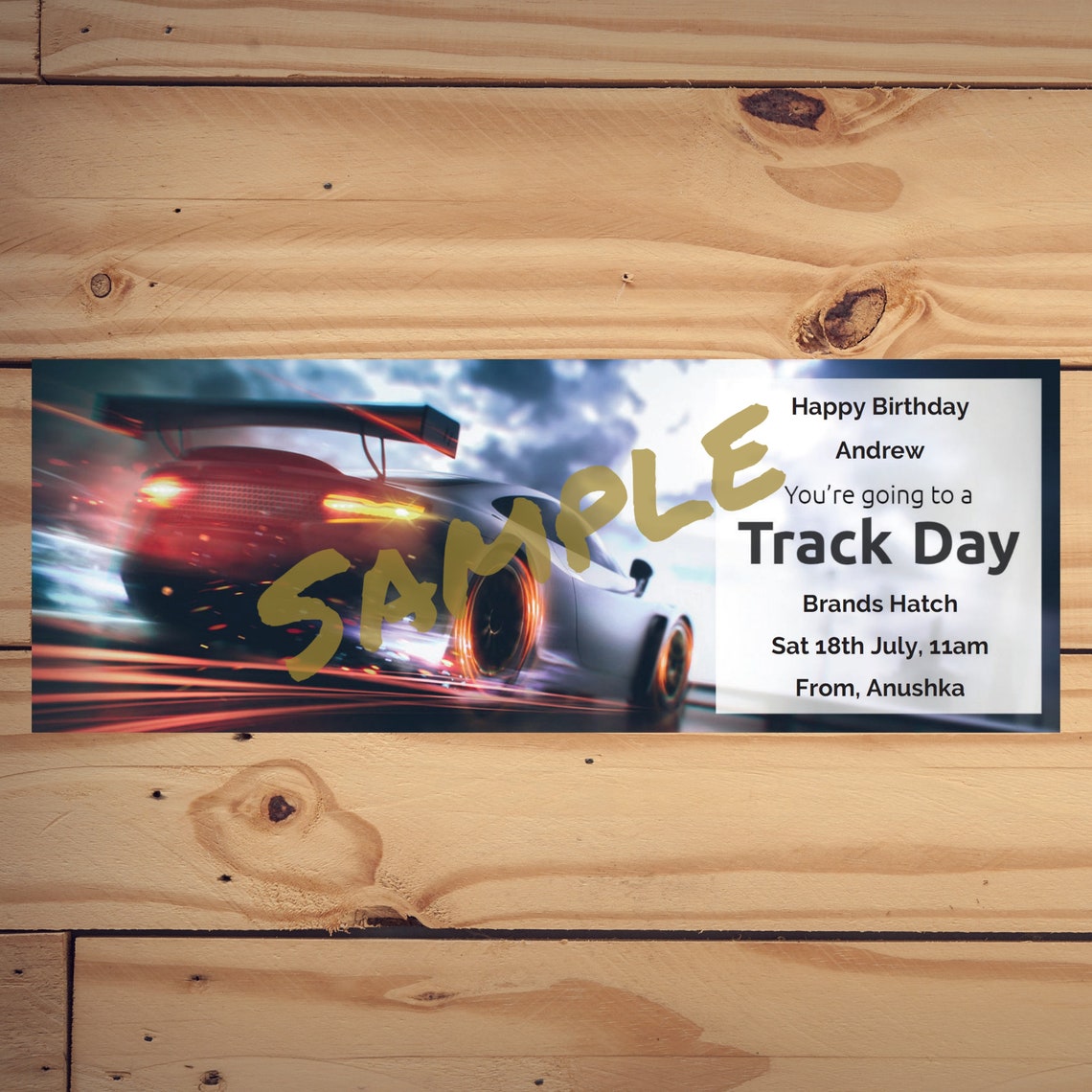 Printable RACE TRACK DAY Gift Ticket. Instant Pdf Digital - Etsy