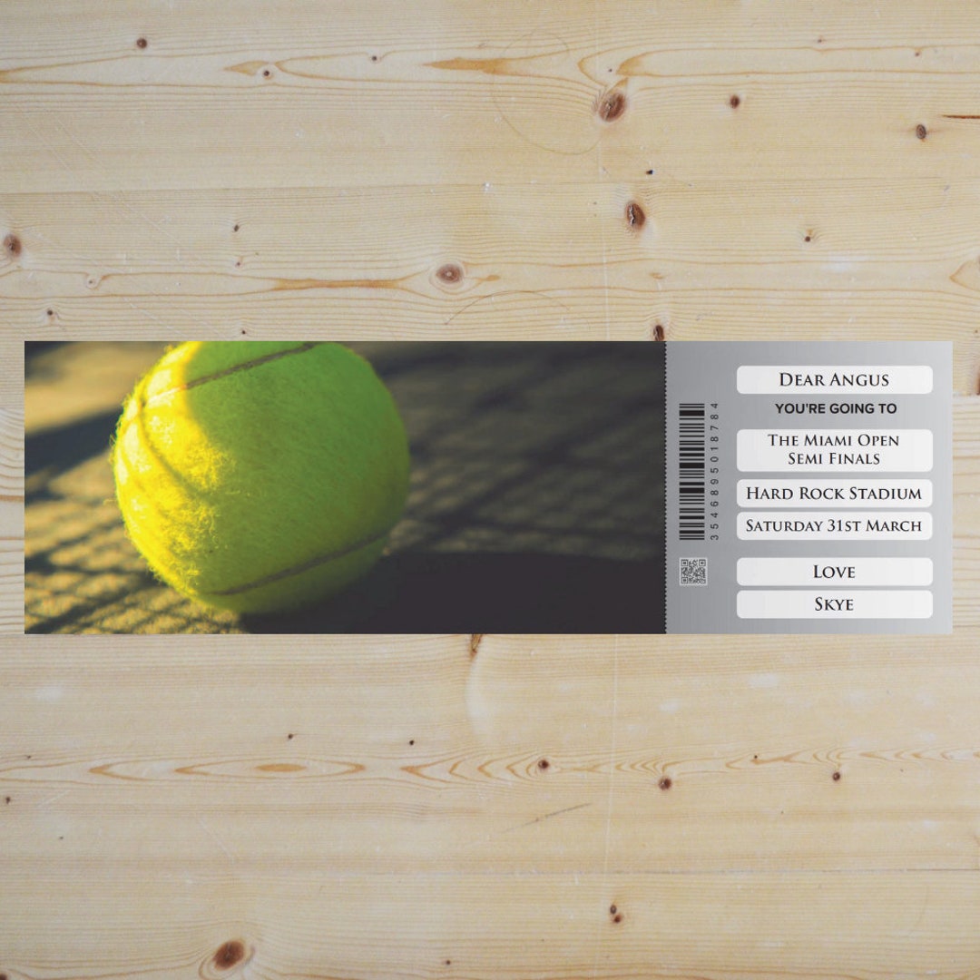 Personalised Printable TENNIS Match Tournament Event Gift Ticket ...