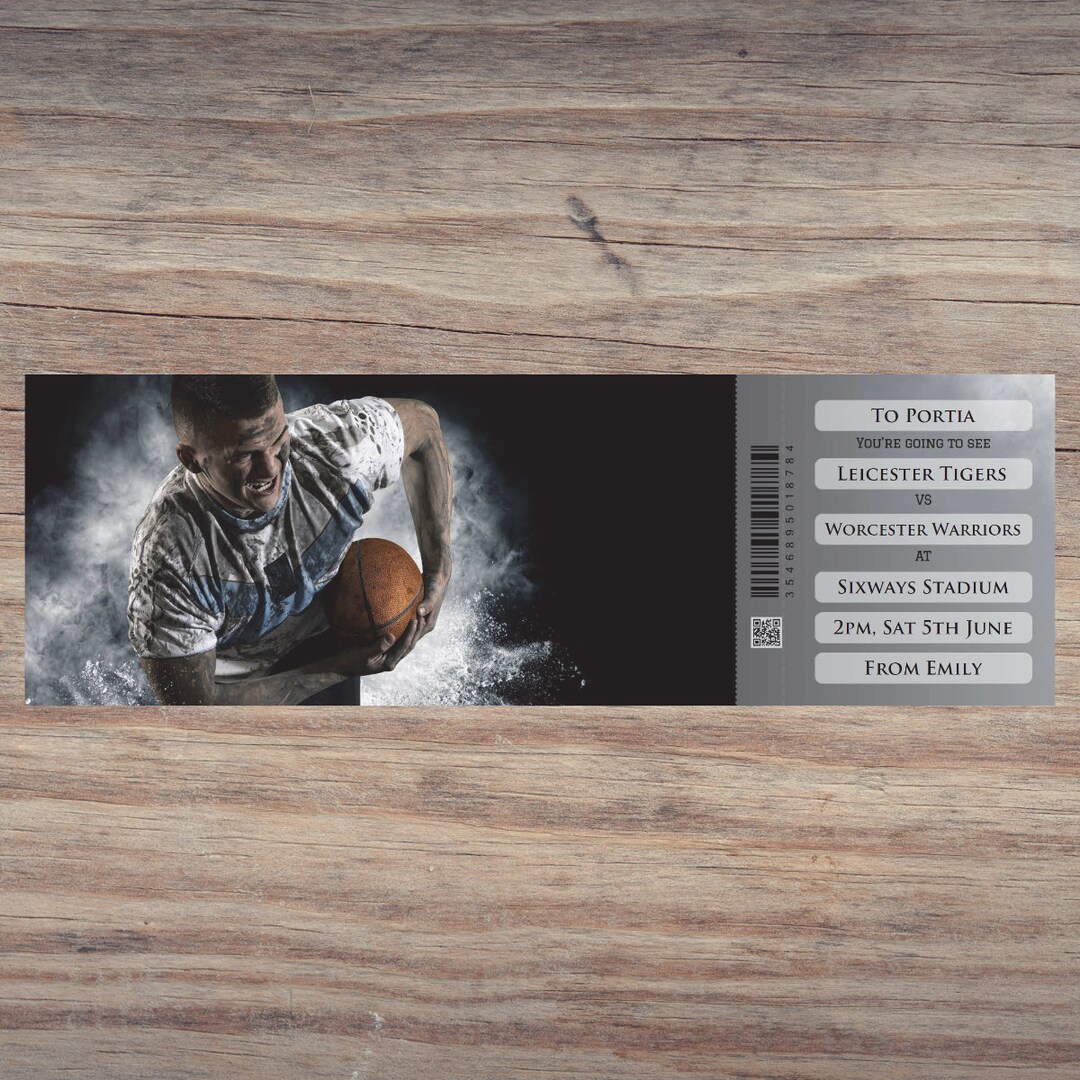 Personalised Printable RUGBY Game Match Gift Ticket. Instant PDF ...