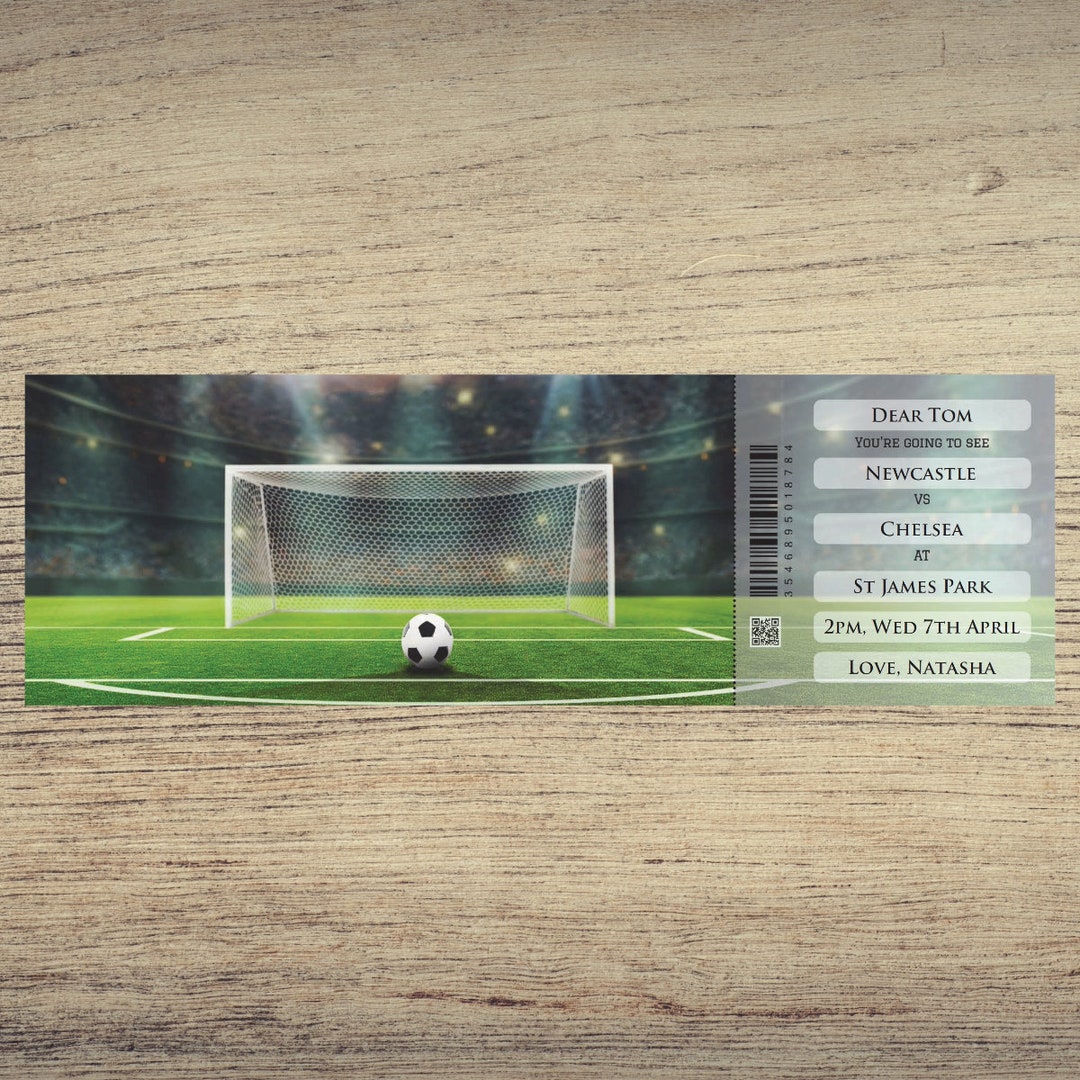 Personalised Printable FOOTBALL soccer MATCH Gift Ticket. Instant PDF ...