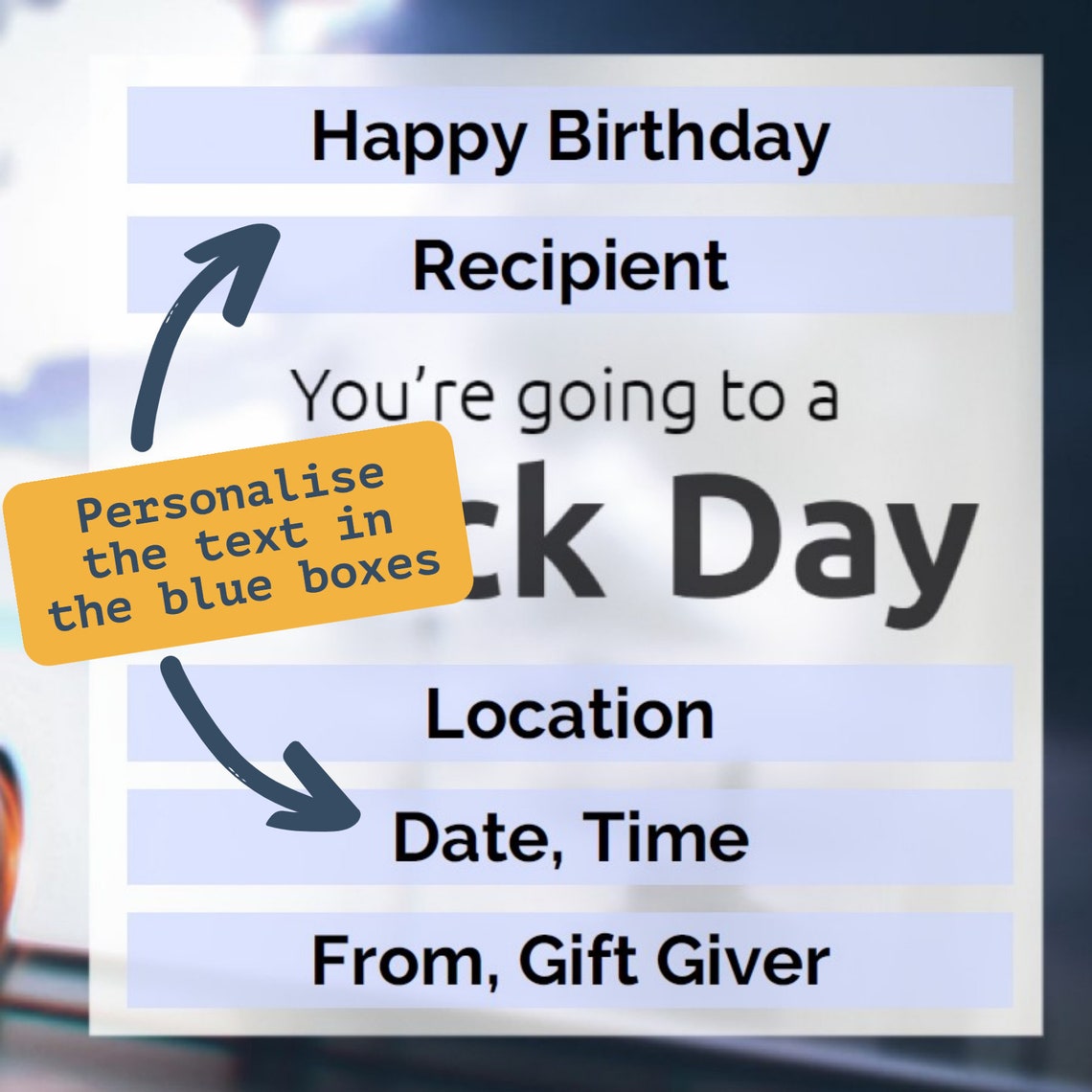 Printable RACE TRACK DAY Gift Ticket. Instant Pdf Digital - Etsy