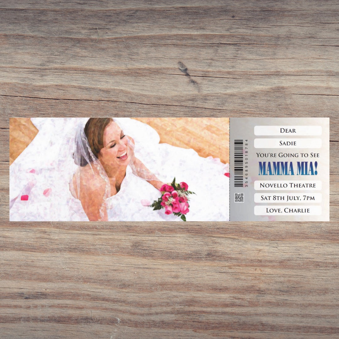 Personalised Printable MAMMA MIA Gift Ticket. Instant PDF Digital ...