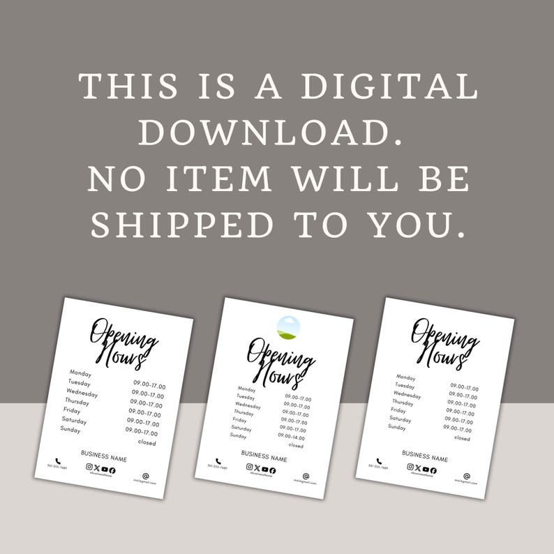 Editable Opening Hours Sign Canva Template Small Business Canva ...