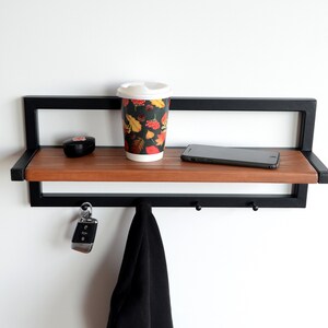 Wall Mounted Entryway Organizer With Hooks Handmade Floating - Etsy