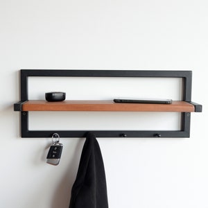 Wall Mounted Entryway Organizer With Hooks Handmade Floating - Etsy