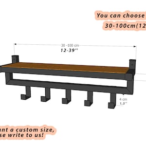 Wall Mounted Entryway Shelf With Hooks Unique Floating Metal - Etsy