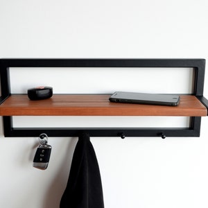 Wall Mounted Entryway Organizer With Hooks Handmade Floating - Etsy