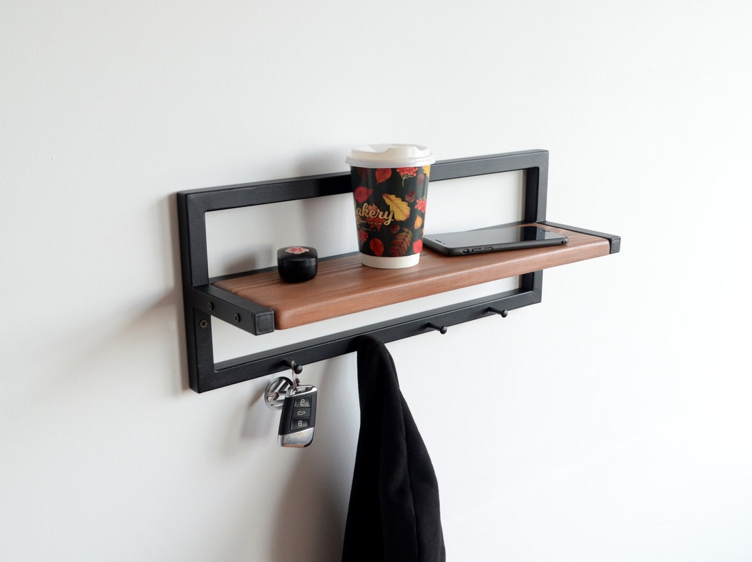 Wall Mounted Entryway Organizer With Hooks Handmade Floating - Etsy