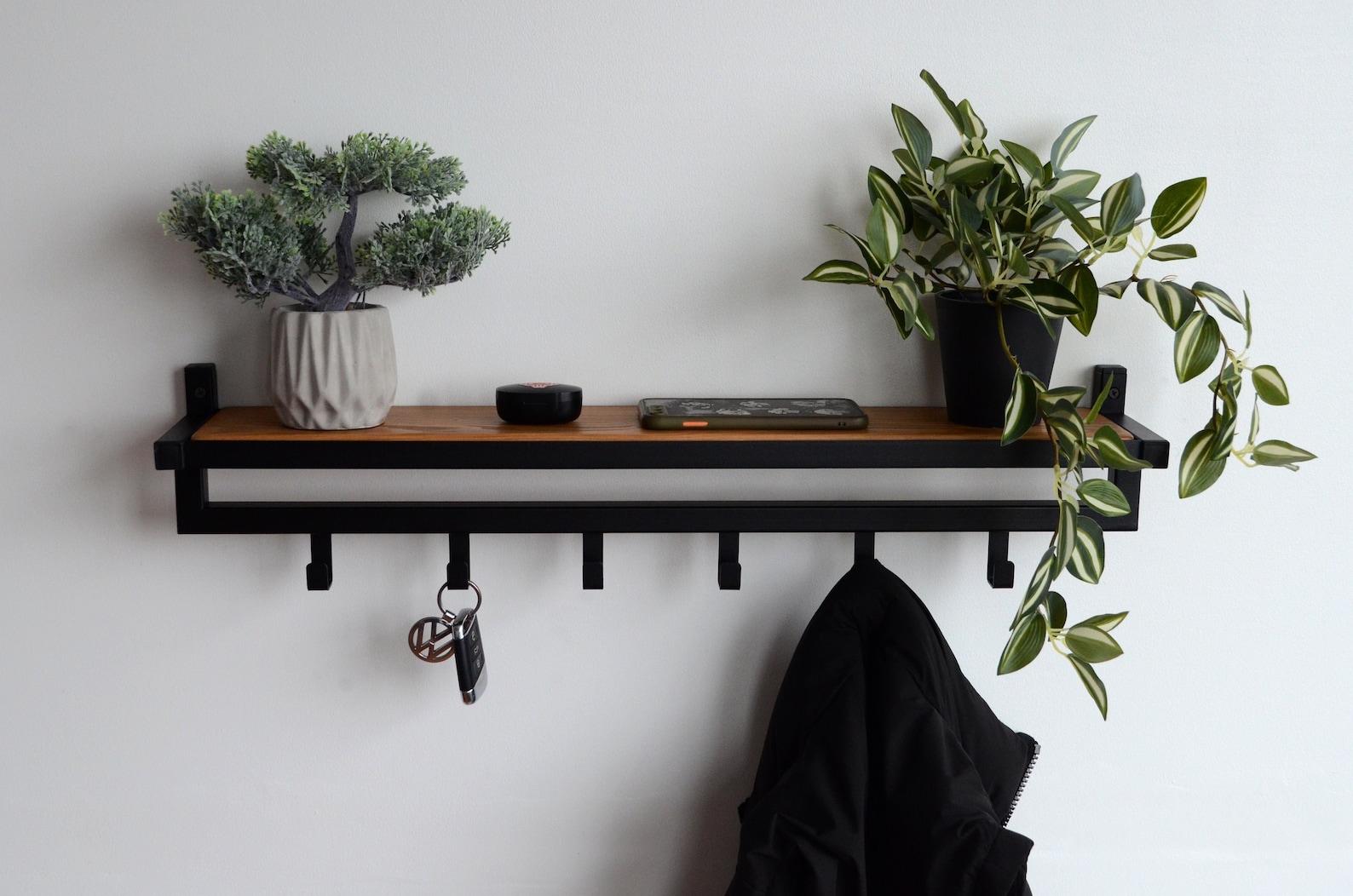 Unique Wall Mount Entryway Organizer With Hooks Modern Hallway - Etsy