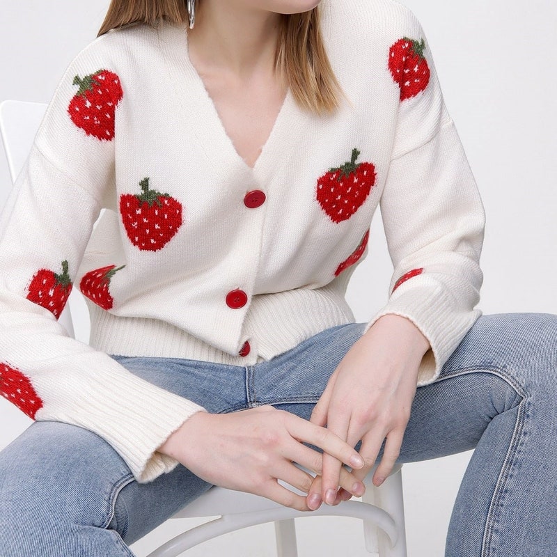 Strawberry Cardigan - Etsy