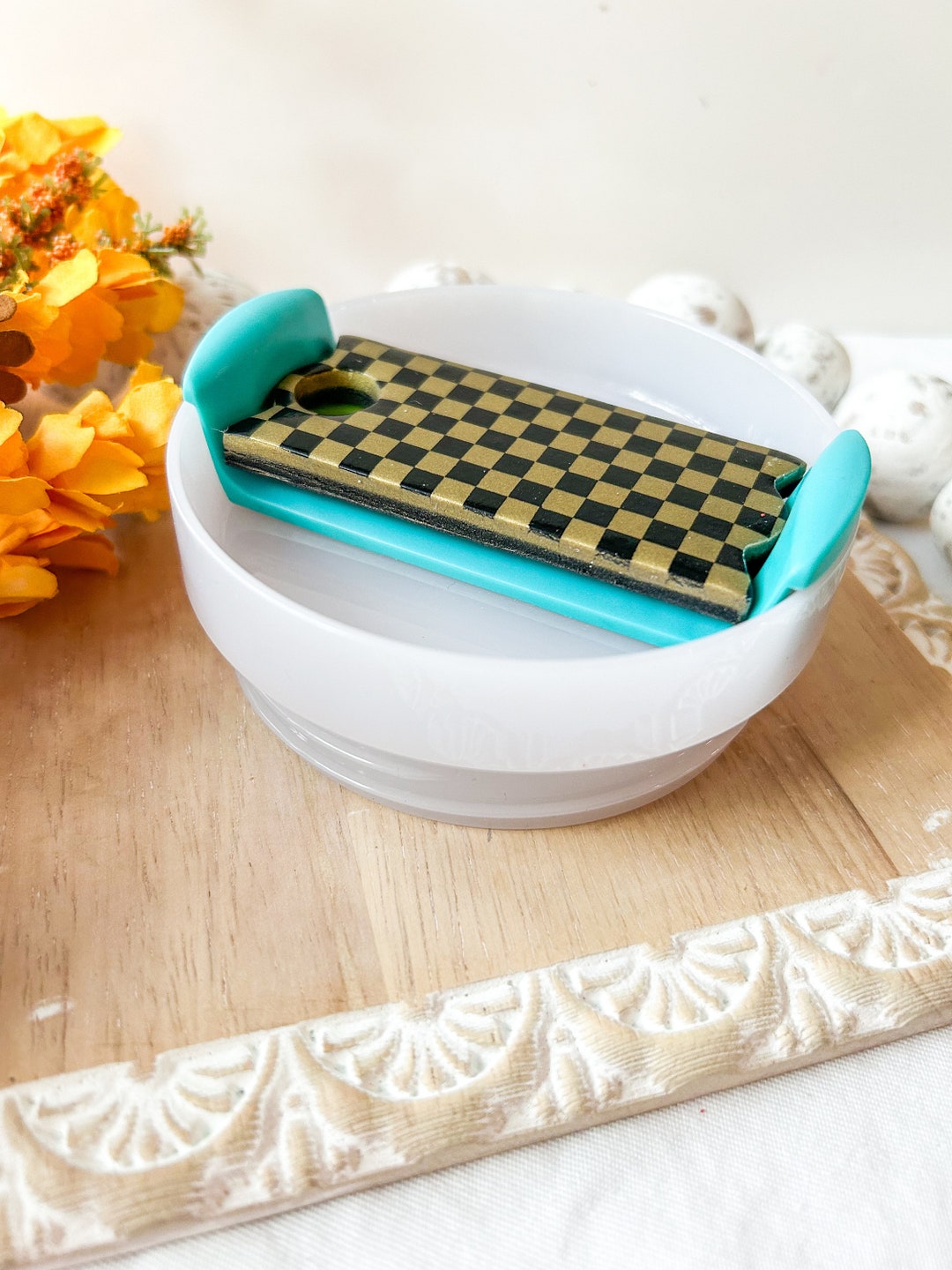 Black and Gold Checkered Stanley Topper: 30oz/40oz Stanley Accessories ...