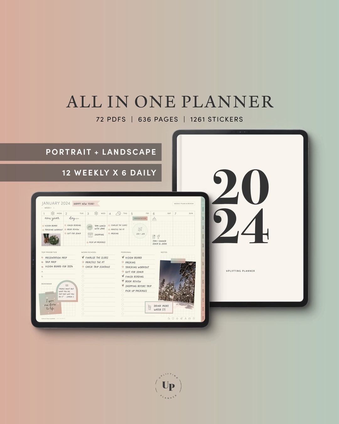2024 All in One Planner Goodnotes Dated Life Planner Minimalist Digital ...