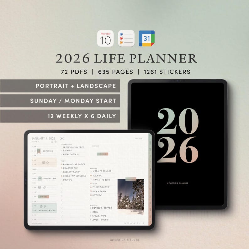 2026 Digital Life Planner: Minimalist, Google & Apple Calendar ...