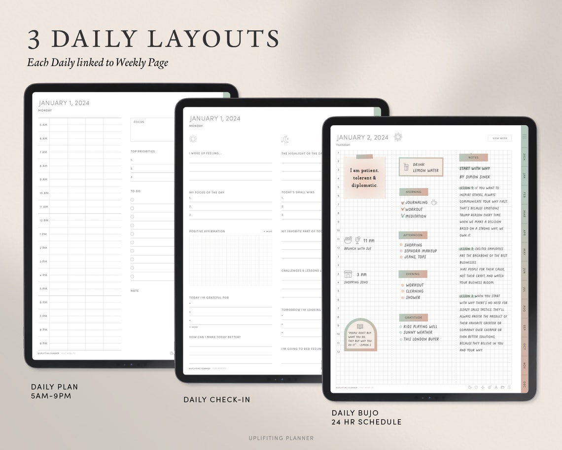 2024 Life Planner Goodnotes Digital Planner Portrait Dated - Etsy