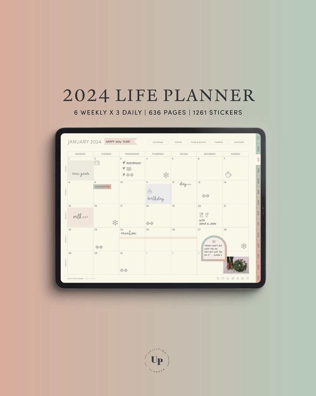 2024 All in One Digital Planner Goodnotes Weekly Digital Planner ...