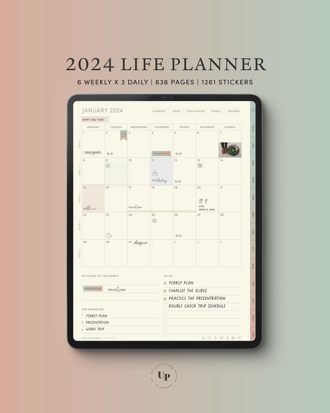 2024 Life Planner Goodnotes Digital Planner Portrait Dated Bullet ...