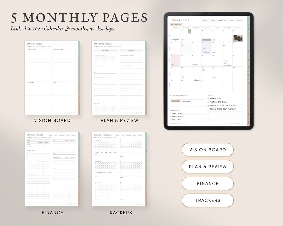 2024 Life Planner Goodnotes Digital Planner Portrait Dated - Etsy