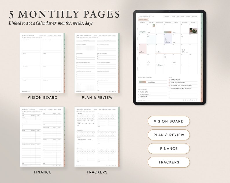 2024 Life Planner Goodnotes Digital Planner Portrait Dated - Etsy