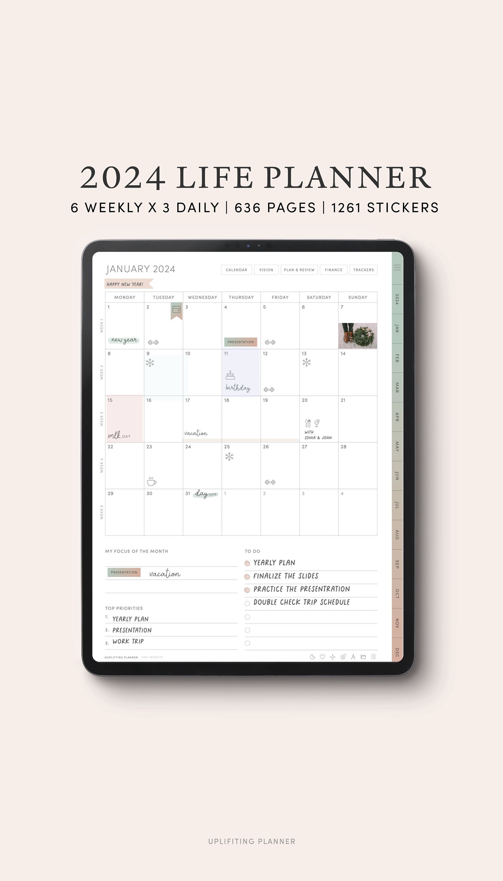 2024 Life Planner Goodnotes Digital Planner Portrait Dated - Etsy