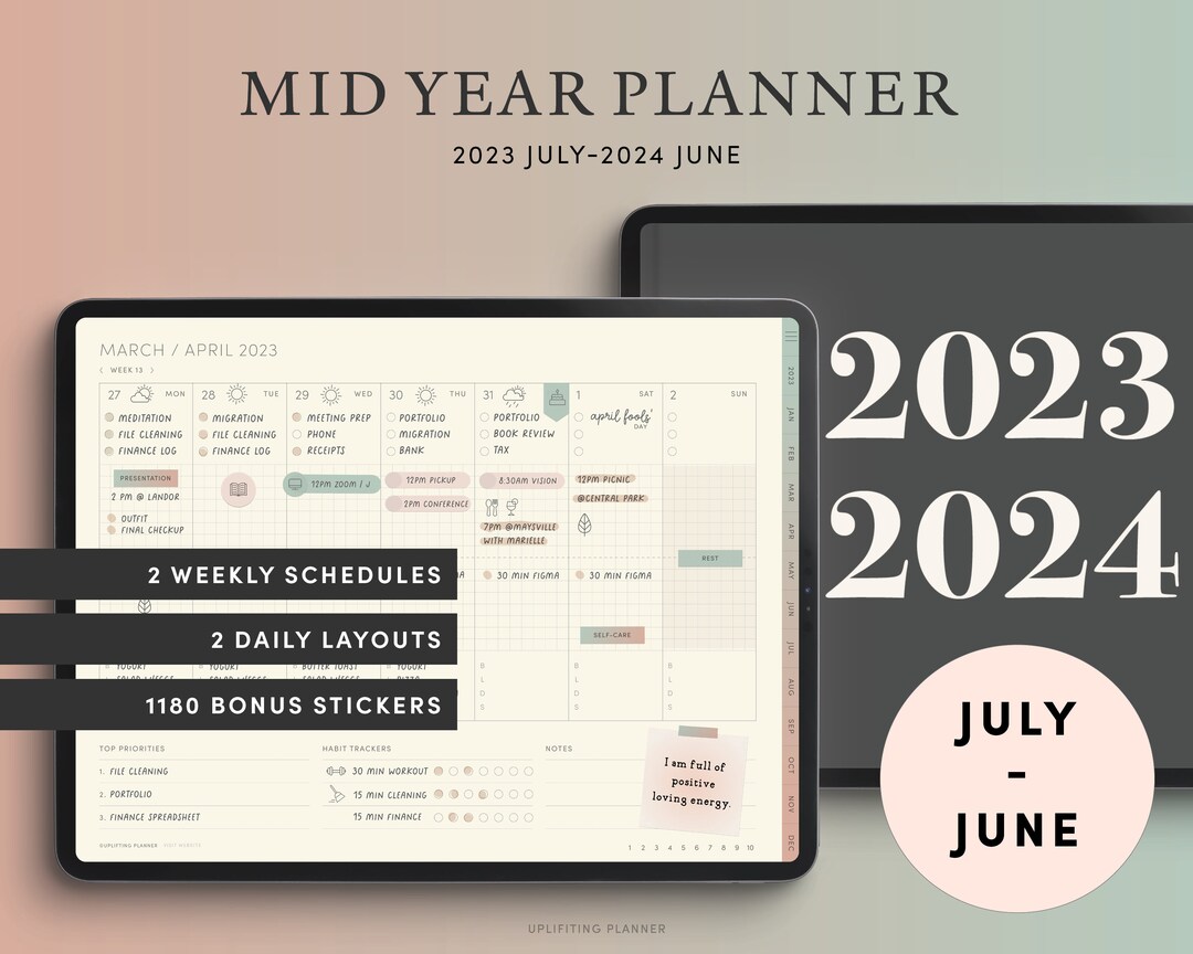 2023 2024 Mid Year Planner Weekly Goodnotes Digital Planner Time ...