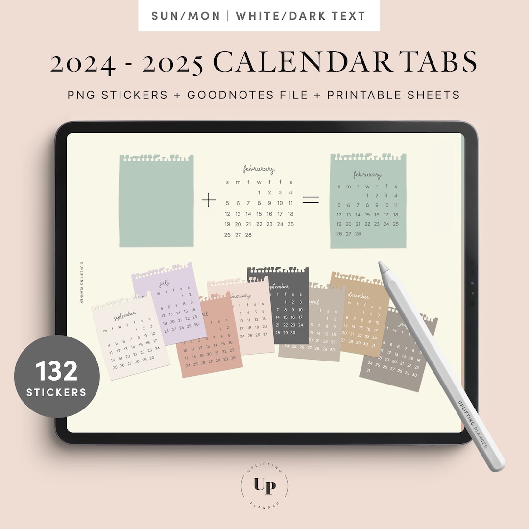 2024-2025 Calendar Sticker Digital Mini Calendar Sticker Goodnotes ...