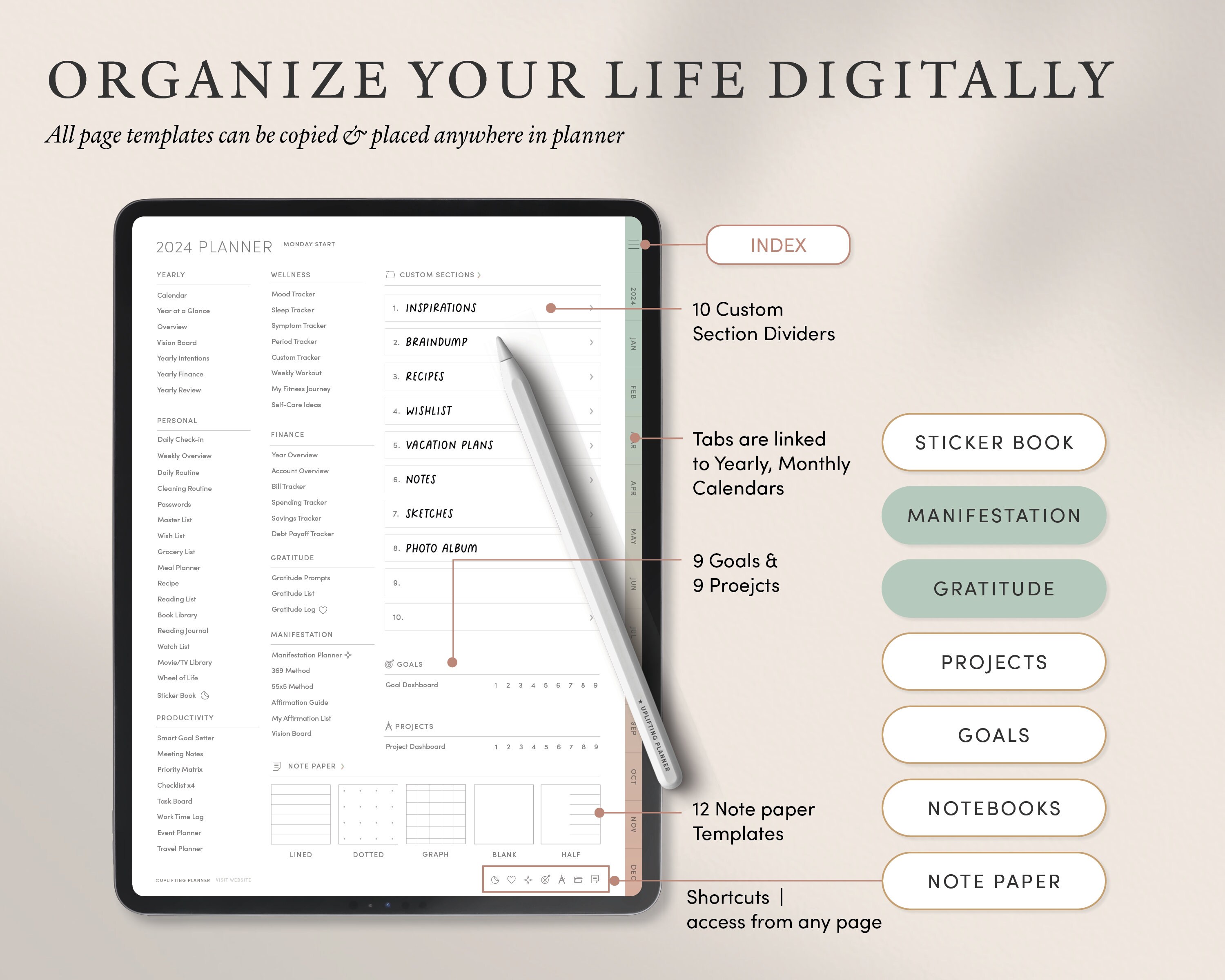 2024 Life Planner Goodnotes Digital Planner Portrait Dated - Etsy