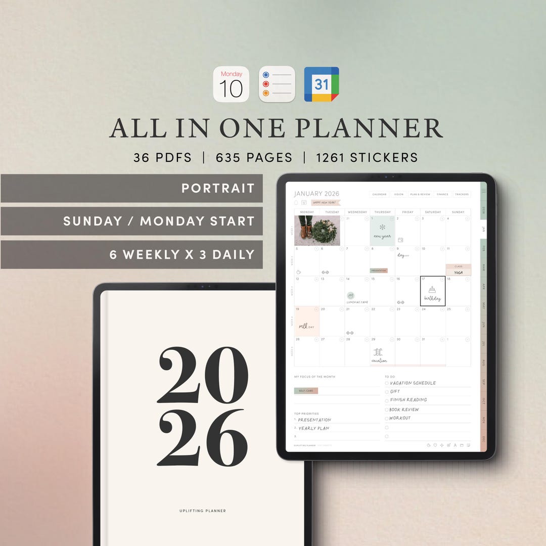 2026 Digital Life Planner: Minimalist, Google & Apple Calendar ...