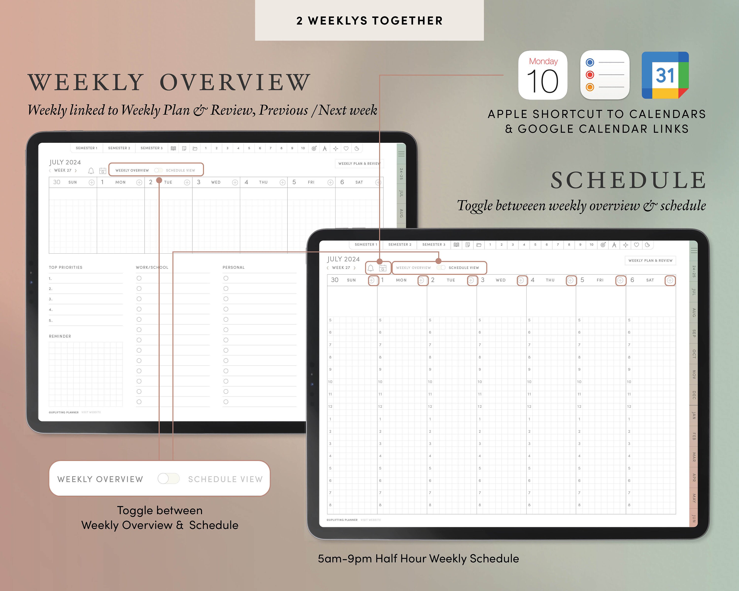 2024 2025 Academic Planner Digital Student Planner Dated Mid Year ...