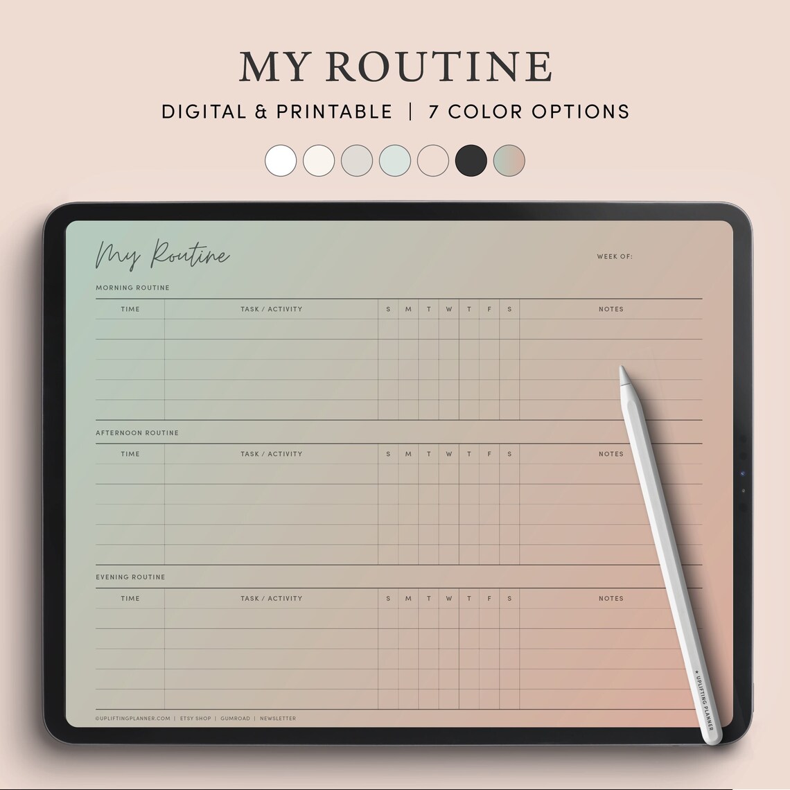 Goodnotes Routine Template Dark Mode Routine Tracker iPad Daily Weekly ...
