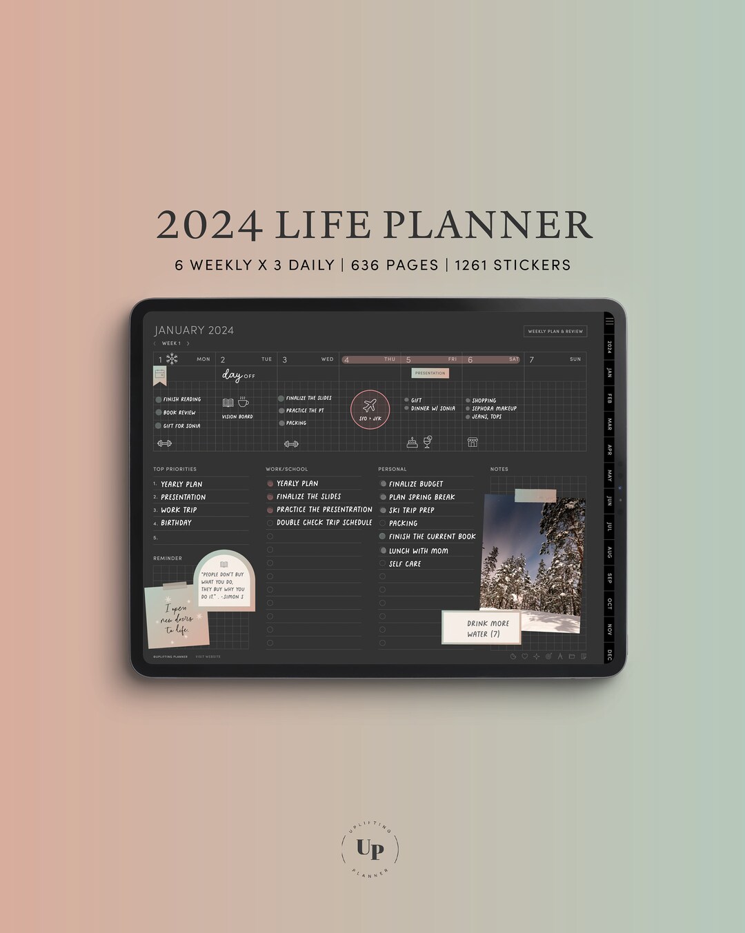 2024 Life Planner Goodnotes Weekly Digital Planner Dark Mode 2024 ...