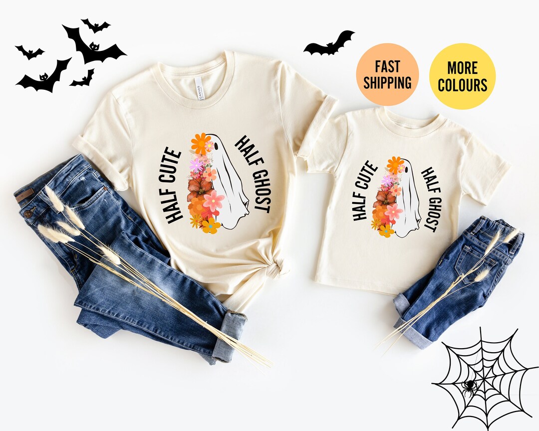 Sorta Cute Half Ghost Ghost Halloween Tshirt Mommy and Me Outfit Sorta ...