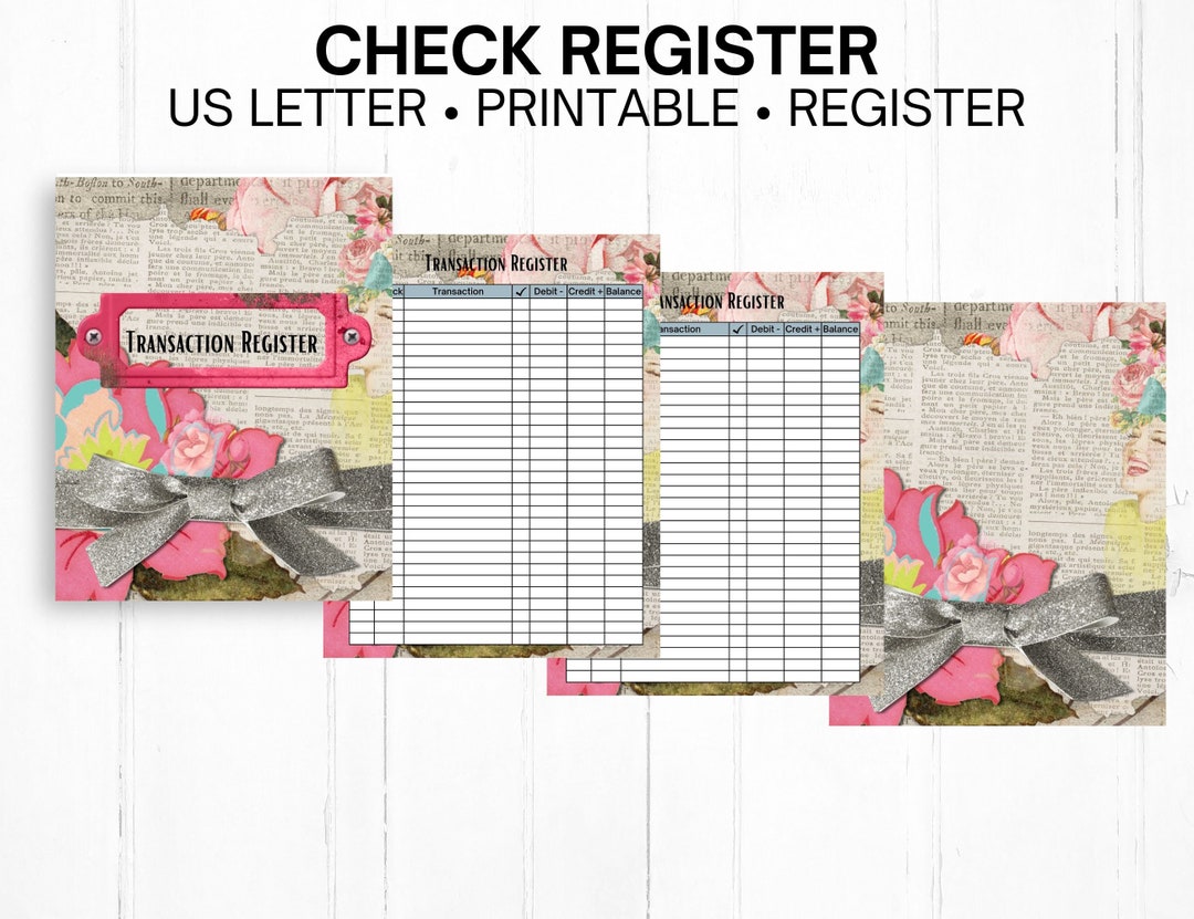 Check Register, Checkbook Register, Junk Journal Style, Checking ...