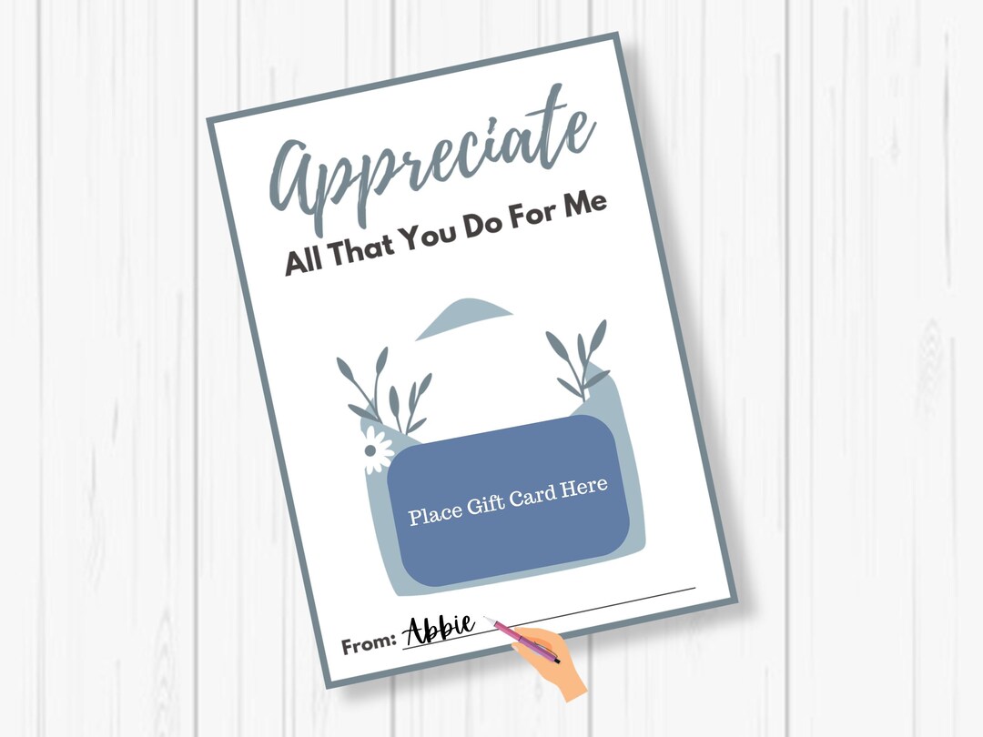 Thank You Card, Gift Card Holder, Staff Appreciation, Teacher Gift Card ...