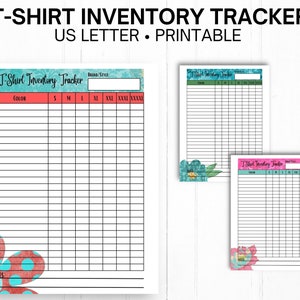 T-shirt Inventory Tracker Inventory Tracker Inventory - Etsy