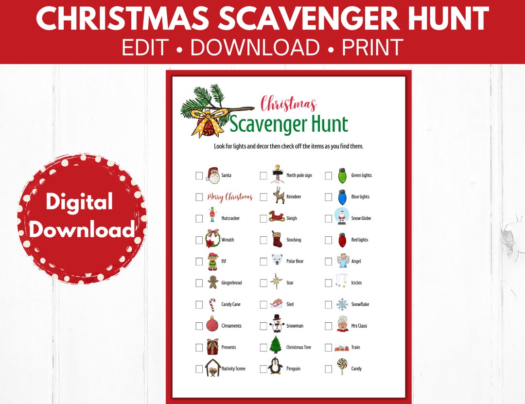 Christmas Scavenger Hunt, Christmas Games, Games for the Family ...