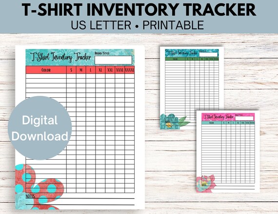 T-shirt Inventory Tracker Inventory Tracker Inventory - Etsy