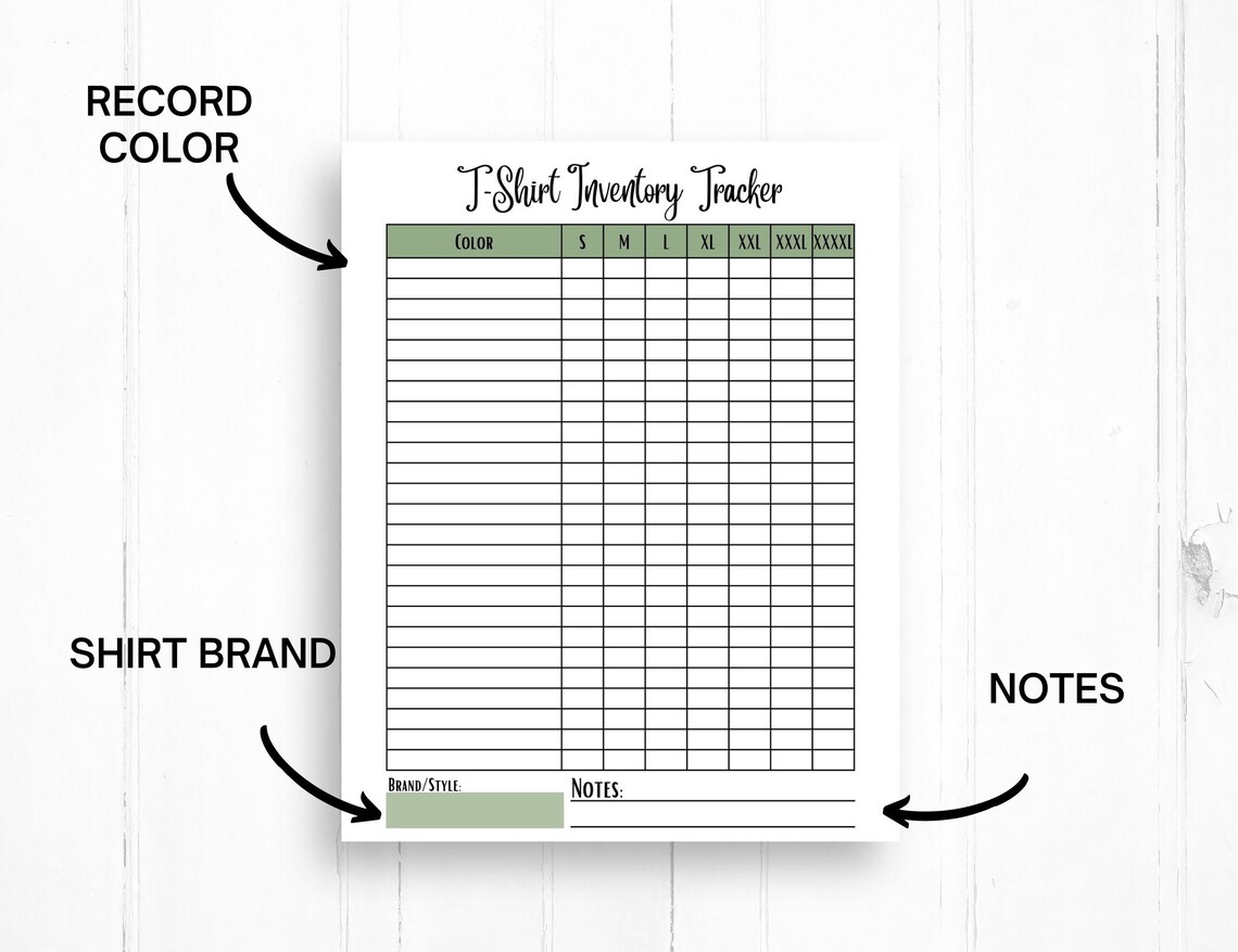 T-shirt Inventory Tracker for Small Business, Inventory Tracker ...