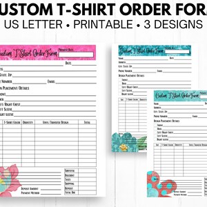 Custom Tshirt Order Form | Tshirt Order Form | Custom Order Form ...