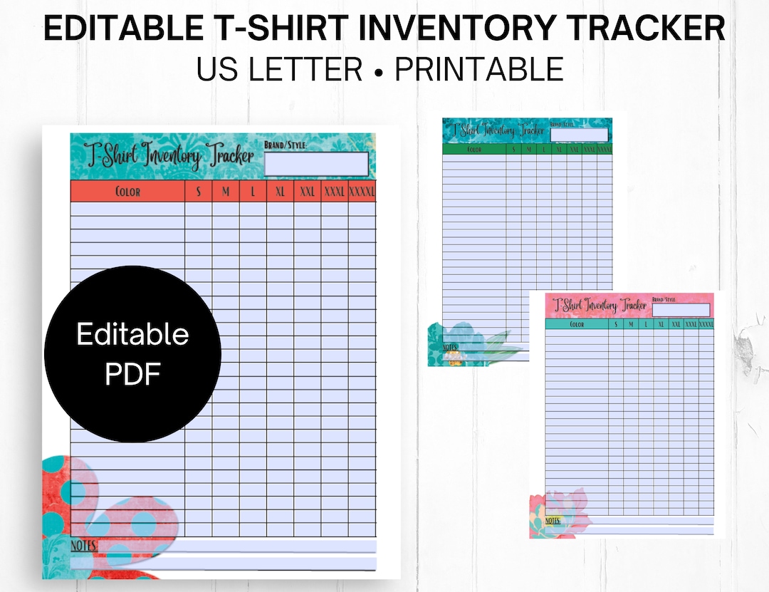 Editable T-shirt Inventory Tracker, Inventory Tracker, Inventory ...