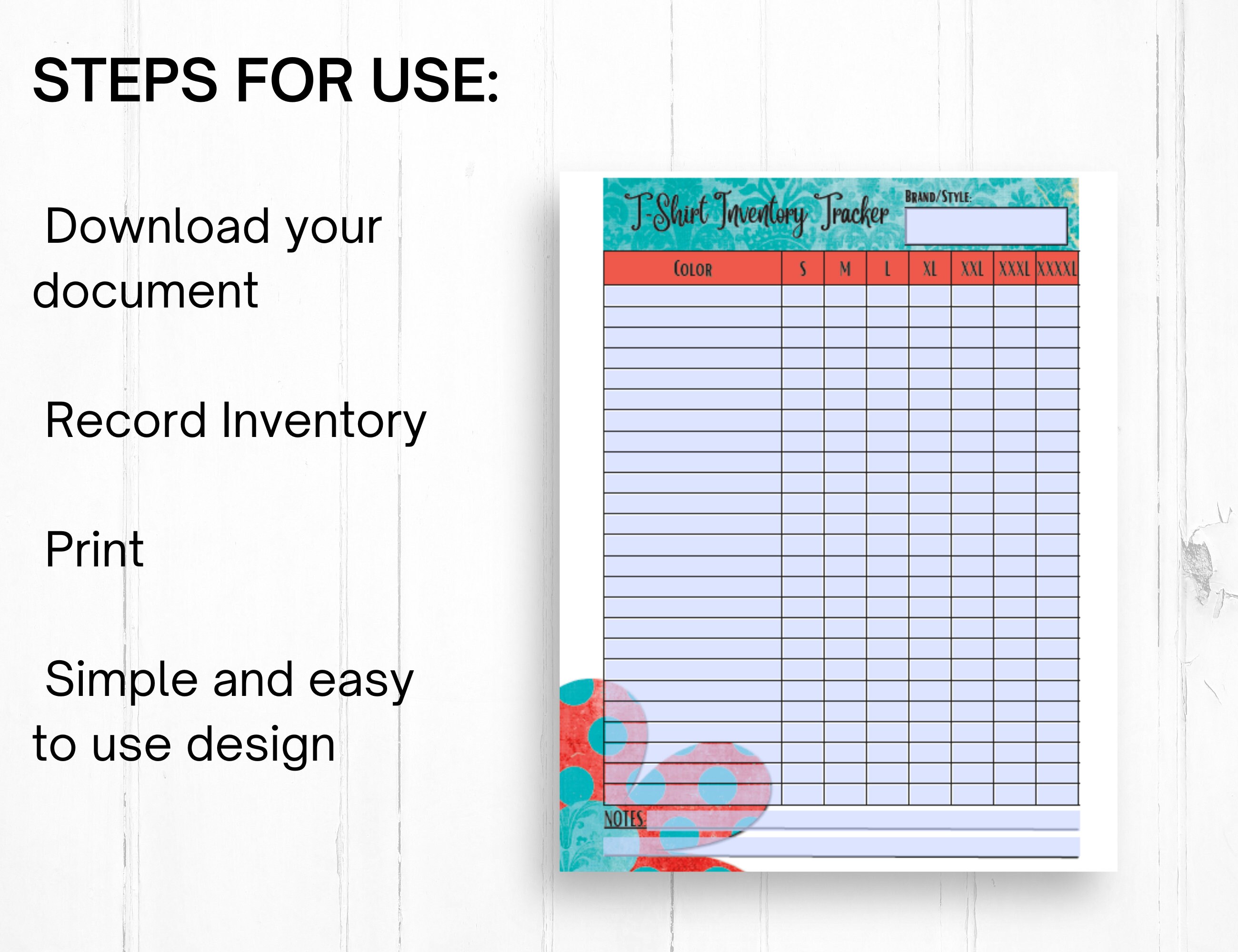 Editable T-shirt Inventory Tracker, Inventory Tracker, Inventory ...