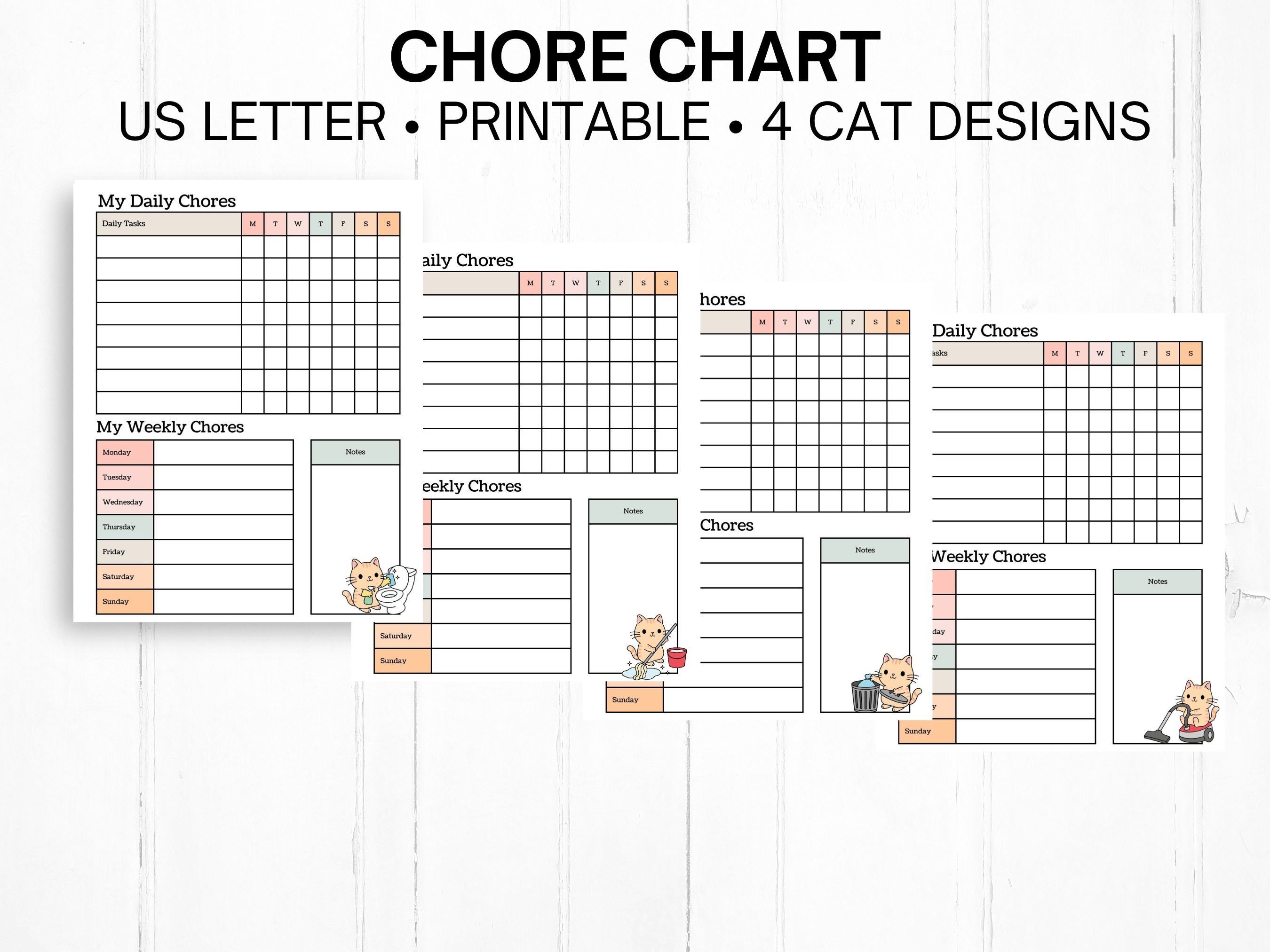 Chore Chart Chore Chart For Kids Chore Chart Printable Etsy