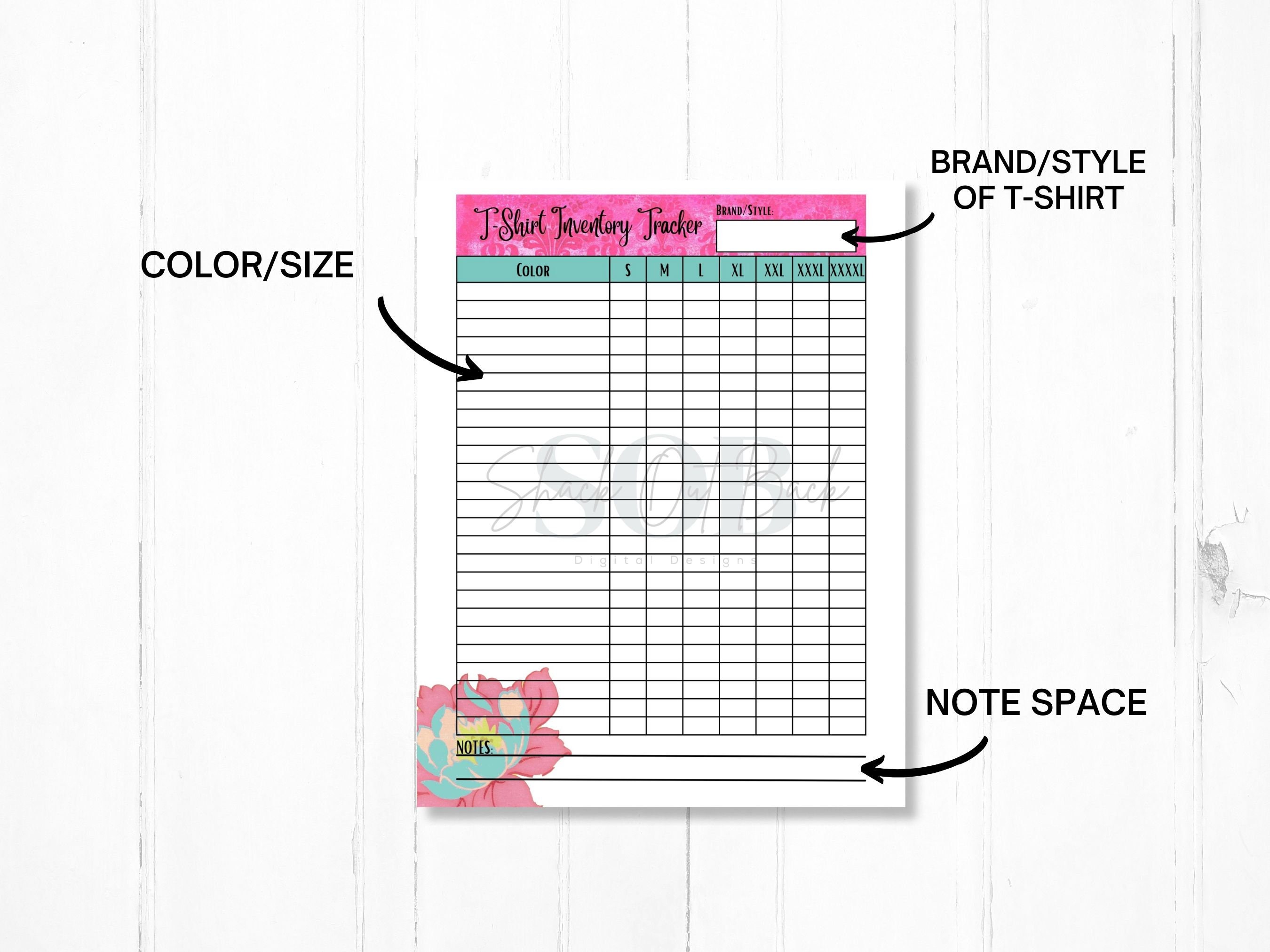 T-shirt Inventory Tracker, Inventory Tracker, Inventory Management ...