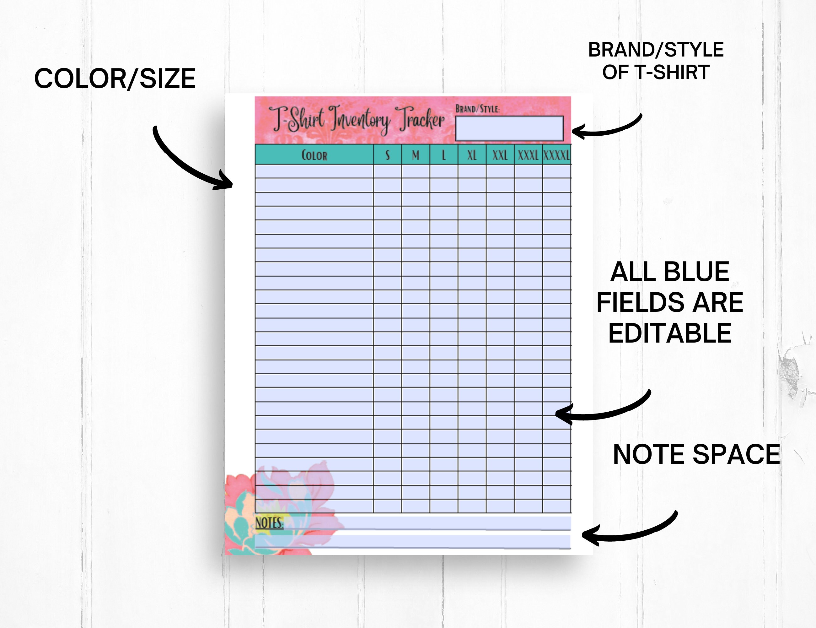 Editable T-shirt Inventory Tracker, Inventory Tracker, Inventory ...