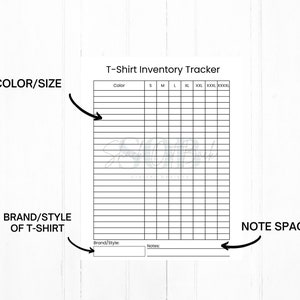 T-shirt Inventory Tracker for Small Business, Inventory Tracker ...