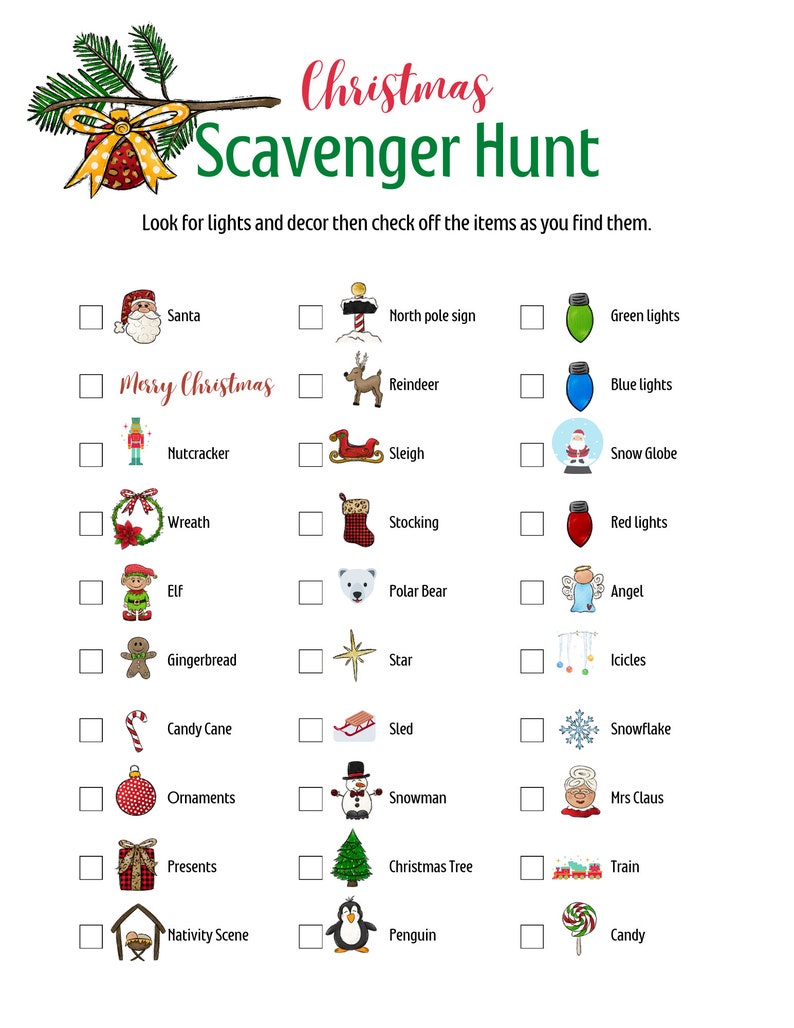 Christmas Scavenger Hunt, Christmas Games, Games for the Family ...