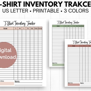 T-shirt Inventory Tracker for Small Business Inventory - Etsy