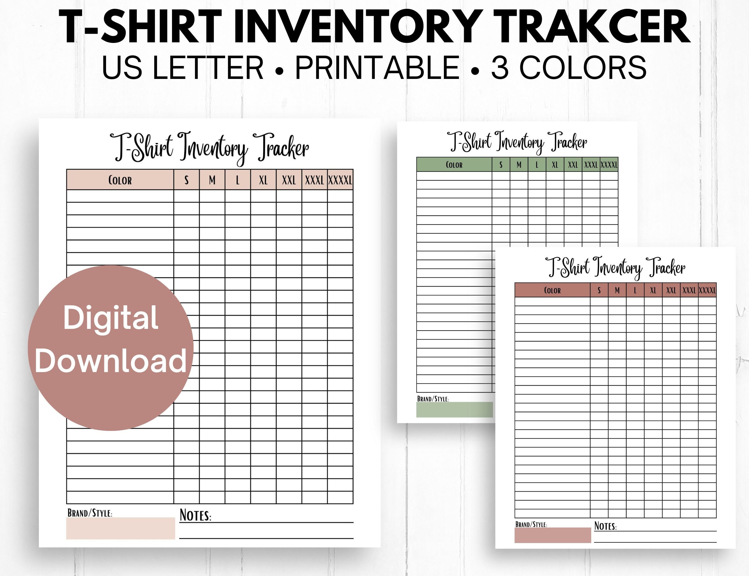 T-shirt Inventory Tracker for Small Business Inventory - Etsy