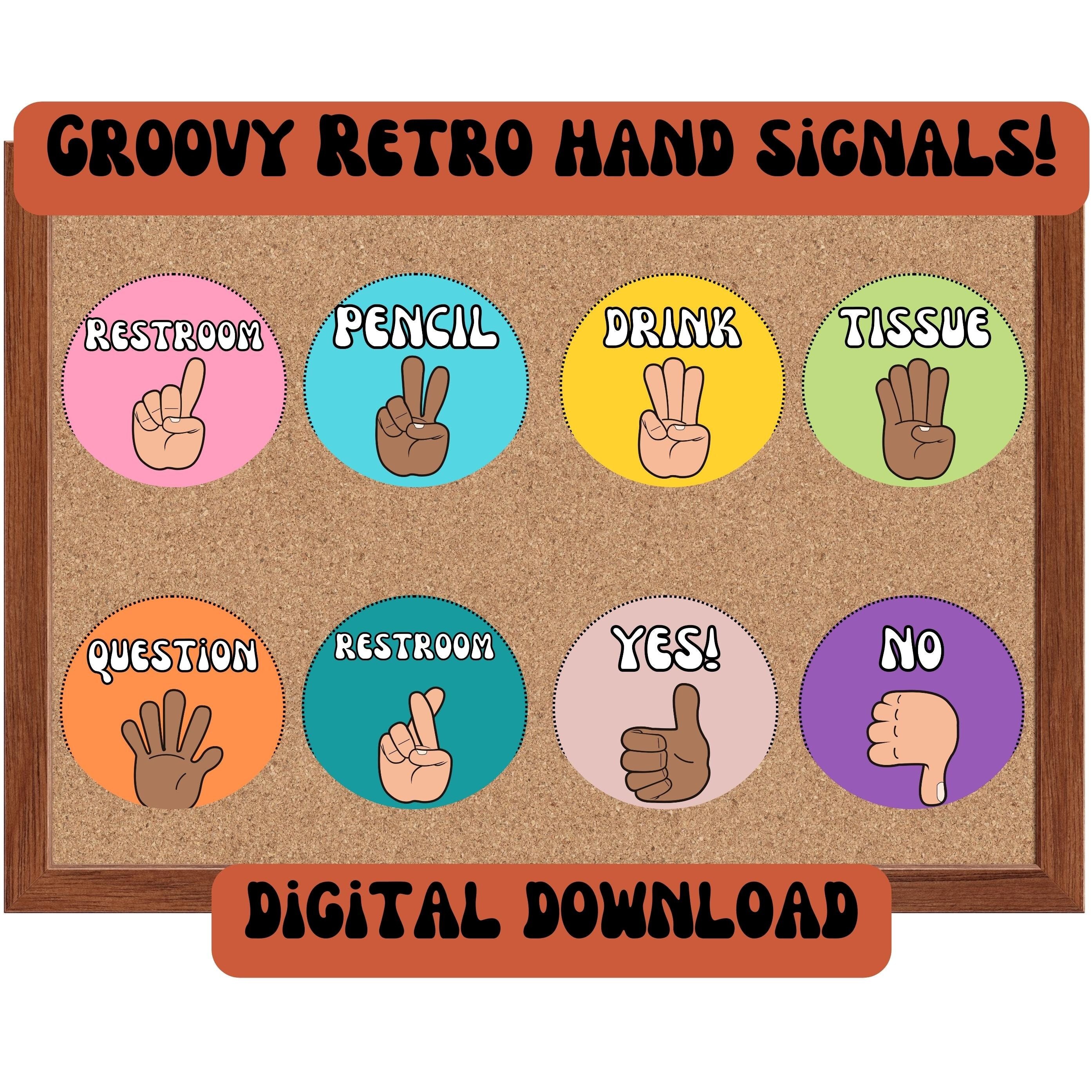 Groovy, Retro, Hand Signals, Classroom Decor, Easy Request Signals ...