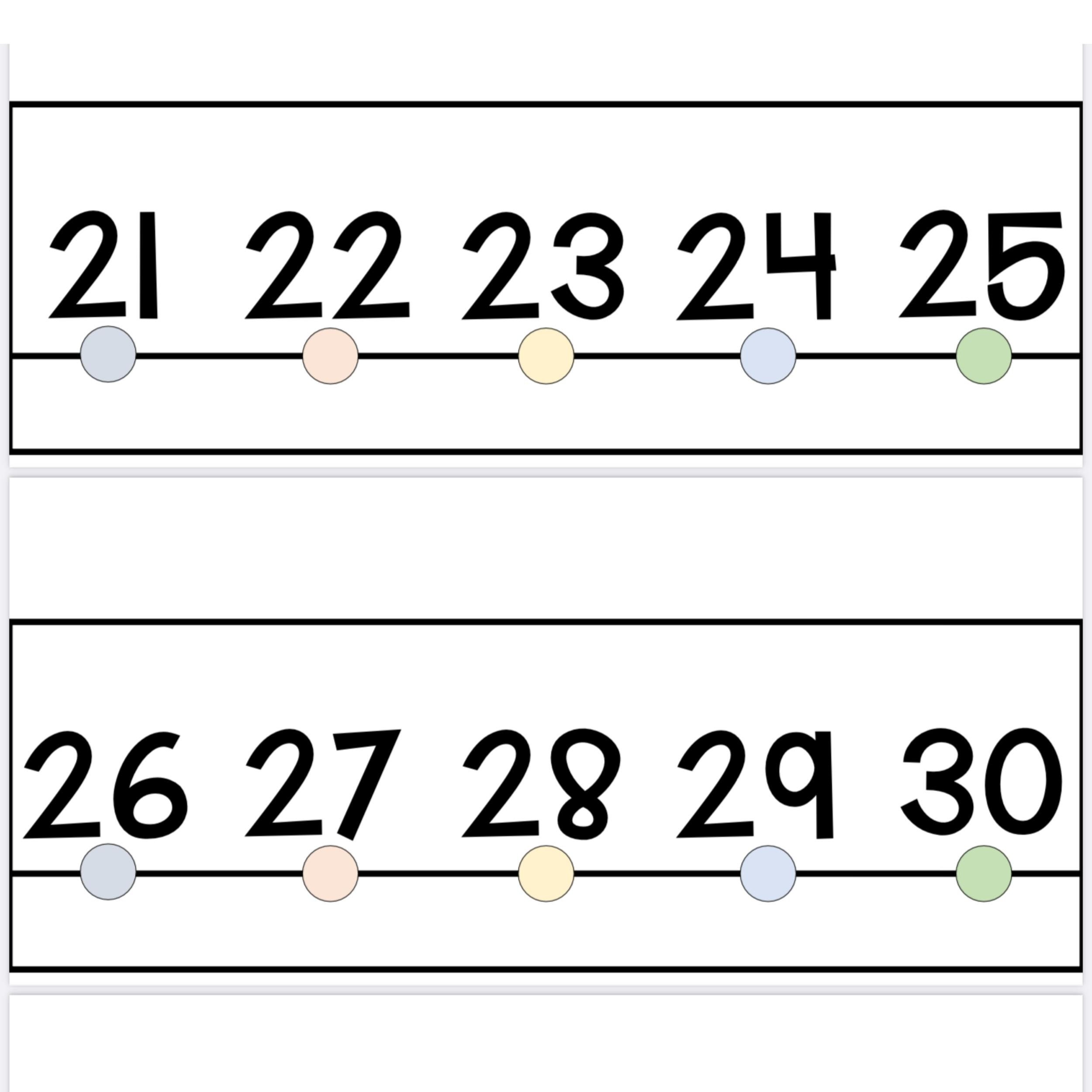 Number Line Bundle, 2 Number Lines, 1-100, B&W Irregular Dots, Muted ...